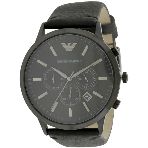 Emporio Armani Chronograph Black Leather Mens Watch AR2461 on OnBuy