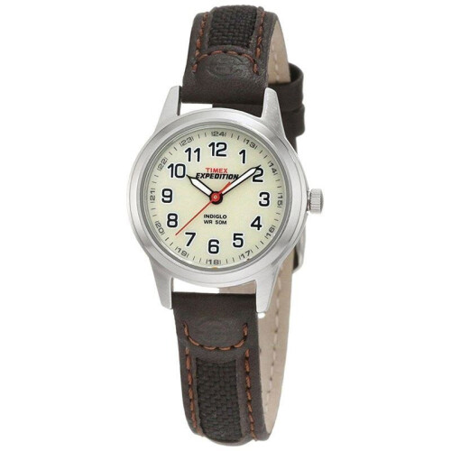 Timex Expedition Cream Dial Brown Leather Fabric Strap Watch (Model No ...