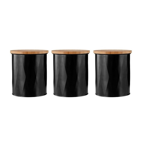 3pc Rhombus Storage Canisters | Black Geometric Storage Jar Set on OnBuy