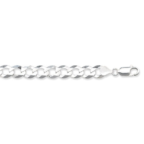 (26 Inch) Sterling Silver Flat Open Curb Chain Necklace - 9mm Thick ...