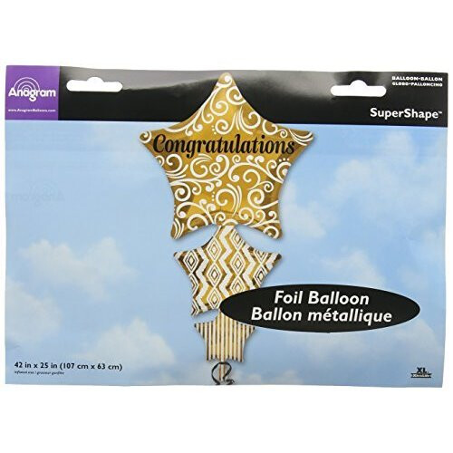 Congratulations Stacked Star Foil Supershape Balloons 24/60cm x 25/63cm ...