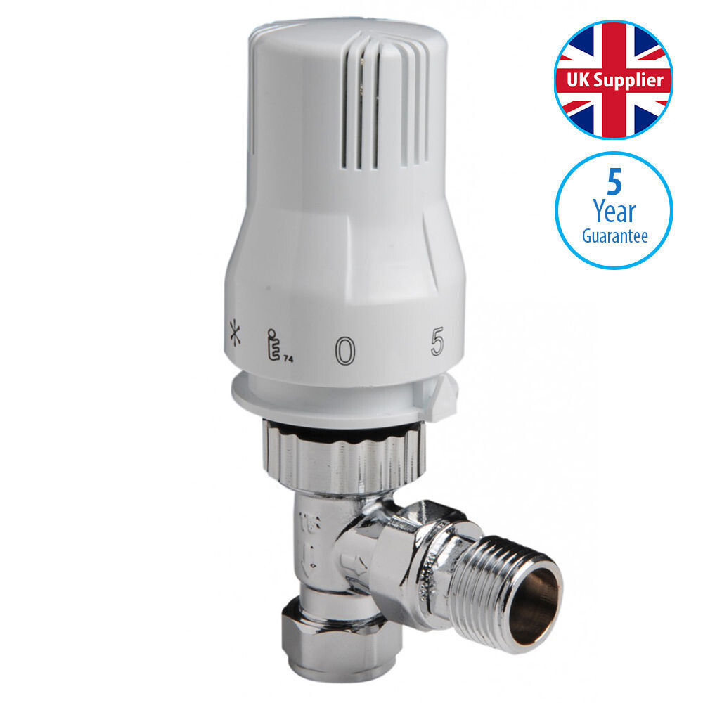 Thermostatic radiator valve 15mm Angled White on OnBuy