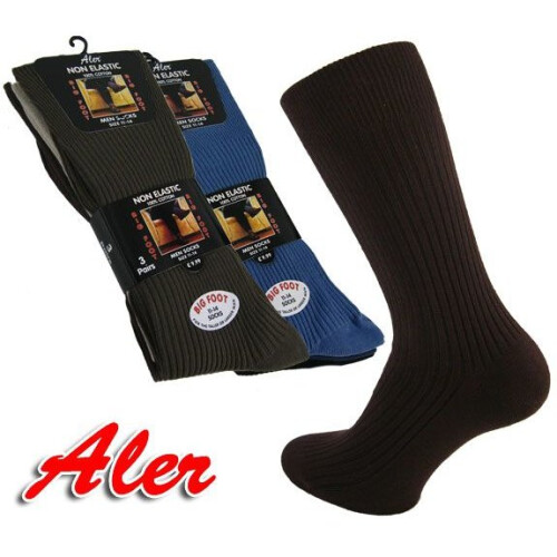 Men's 100% Cotton BIG FOOT Non Elastic Socks by Aler on OnBuy