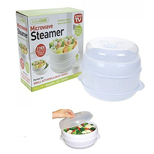2 Tier Microwave Cooker Steamer Vegetables Rice Pasta Healthy Cooking ...