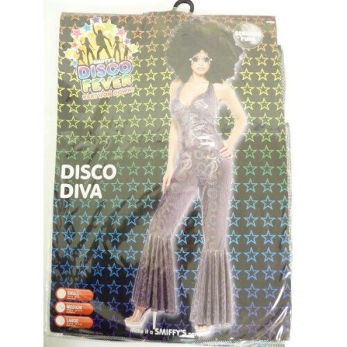 Medium Silver Ladies Disco Diva Costume - disco costume fancy dress ...