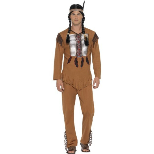 Small Men's Native Western Warrior Costume - Mens Fancy Dress American ...