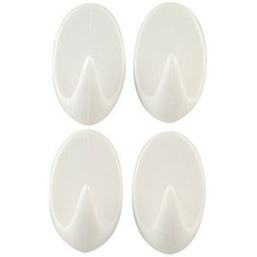 4 Medium White Self-adhesive Hooks - chef aid medium self adhesive set ...