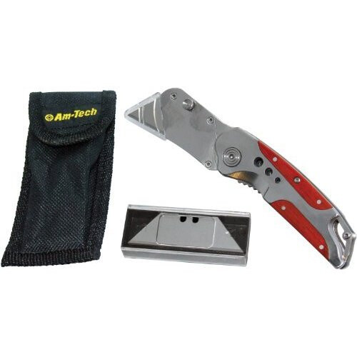 Folding Lock-back Utility Knife - Wooden Grip - folding utility knife ...