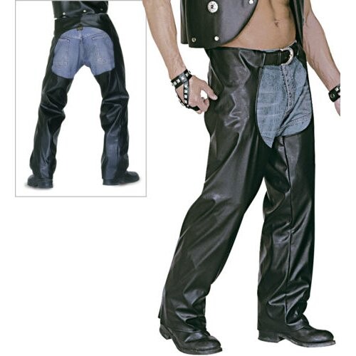 Biker Chaps Black Accessory For Wild West Dessert Fancy Dress - biker chaps ymca black cowboy ...