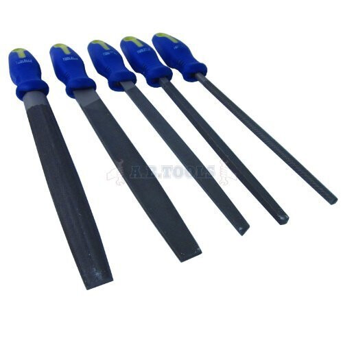 5pc File Set With Soft Grips Te105 - Files Engineers 8 Metal Round ...
