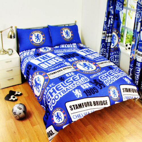 Chelsea Official Patch Double Duvet Cover Set Blue - Football Fc ...