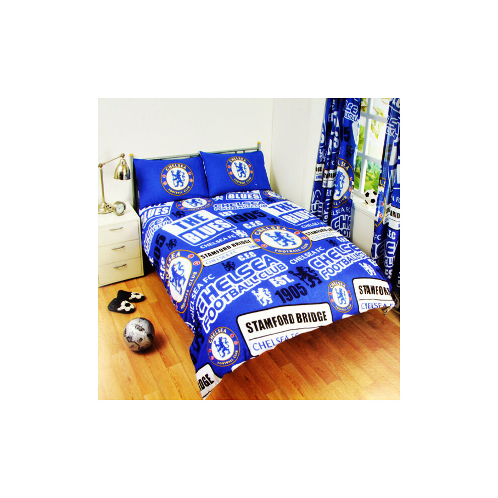 Chelsea Official Patch Double Duvet Cover Set Blue - Football Fc ...