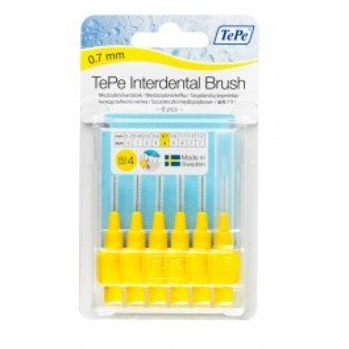 0.7mm Yellow Tepe Interdental Brushes - Brush 6 07mm Size Pack 4 Iso ...