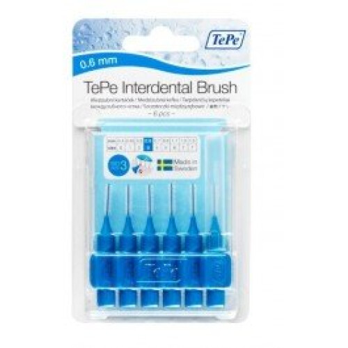 0.6mm Blue Tepe Interdental Brushes - Brush 06mm 3 Size Pack - tepe ...