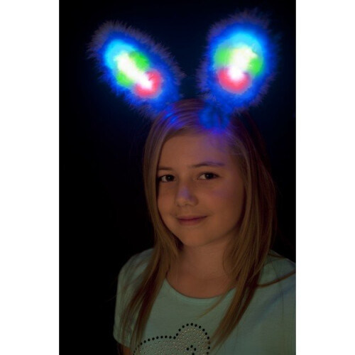 White & Blue Light Up Bunny Ears Hen Party Costume - bunny ears costume ...