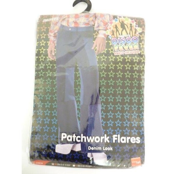 Medium Men's Patchwork Flares - mens flares fancy dress patchwork adult trousers denim hippie ...