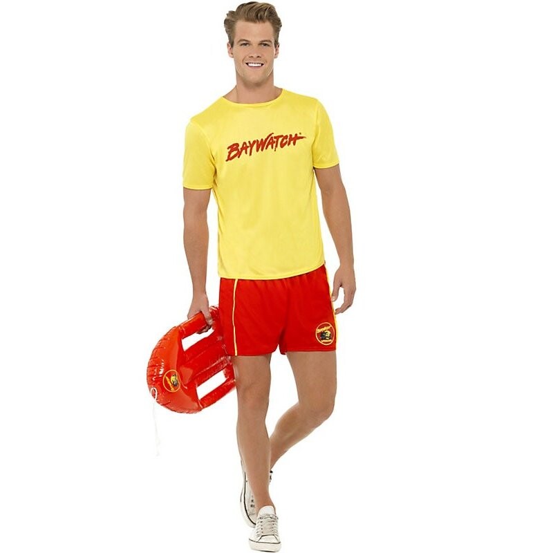 Smiffy's Adult Men's Baywatch Men's Beach Costume, Top And Shorts ...