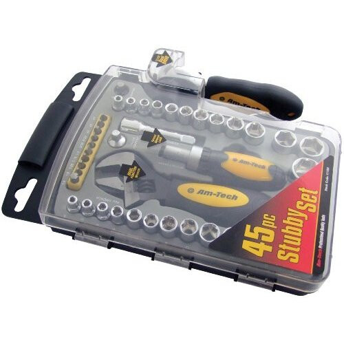 45pc Stubby Tool Set - Amtech 45 Screwdriver Socket Wrench Pieces ...