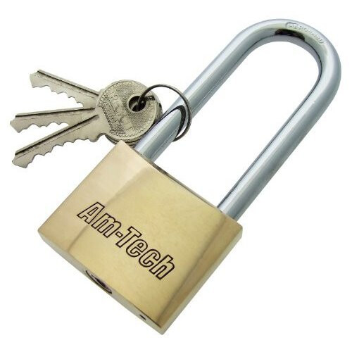 50mm Long Shackle Brass Padlock - Amtech Toolbox Heavy Duty 3 Keys Gate ...