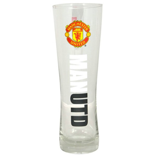 Manchester United Wordmark Crest Peroni Pint Glass - Tall Beer Football ...