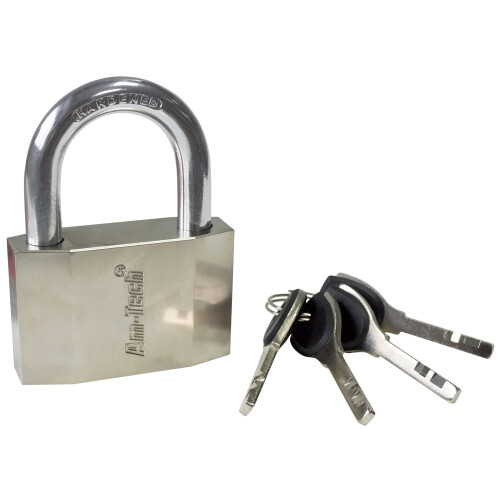 70mm Security Padlock Lock - Steel Chrome Amtech Plated Garage Safety 4 ...