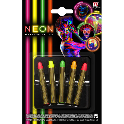 Set Of 5 Assorted Colours Neon Sticks - 80s 90s Neon Stick 2x Pink 1 ...