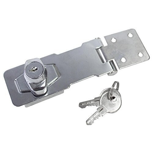 100mm (4") Self Locking Hasp - Keys Padlock Security Staple Cupboard 2 ...