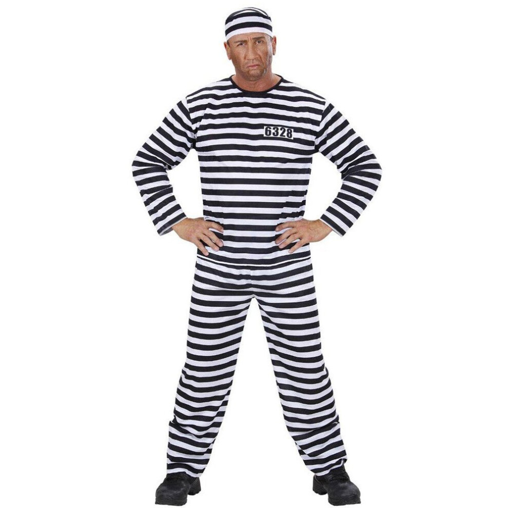 XL Adult's Convict Costume - Prisoner Mens Fancy Dress Extra Large Uk ...
