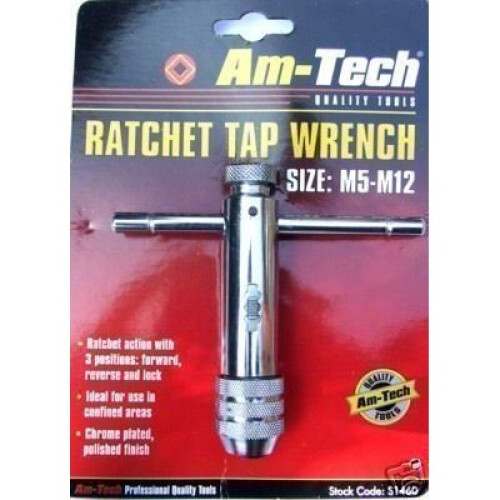 Amtech Ratchet Tap Wrench - Large Bar Die Set, Chrome-Plated ...