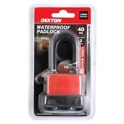 Dekton 40mm Long Shackle Waterproof Padlock - Heavy Duty Steel Short ...