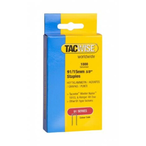 15mm Tacker Staplesx 1000 - Tacwise Staples 91 Narrow Pack Crown Series ...
