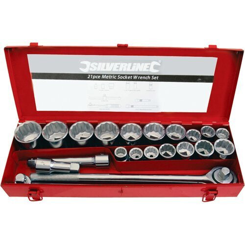 Silverline Socket Set 3/4" Drive Metric 21pce 21pce - 34 633663 - 21pce set socket 34 drive ...