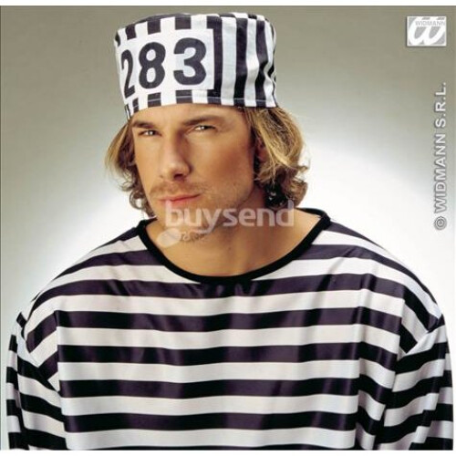 Prisoner Hat For Convict Costume - Fancy Dress Cap Black White Stripes ...