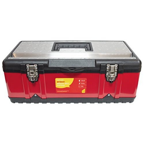 23" Metal Tool Box - 23 Heavy Duty Tray Steel Chest Storage Amtech Diy ...