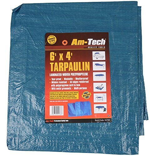 6' x 4' Tarpaulin - Blue - Waterproof Ground Sheet Heavy Duty Cover ...