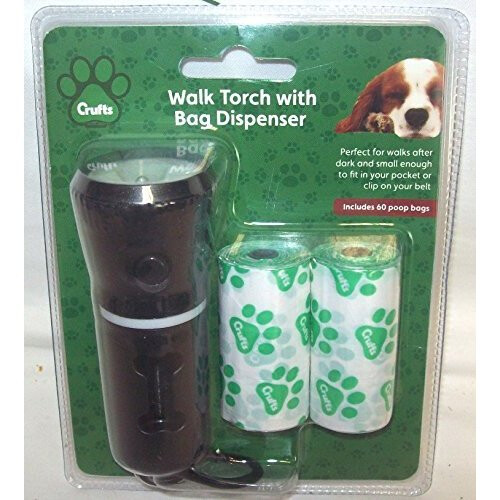 Crufts 2-in-1 Dog Walking Torch with Poo Bag Dispenser - 40 Bags ...