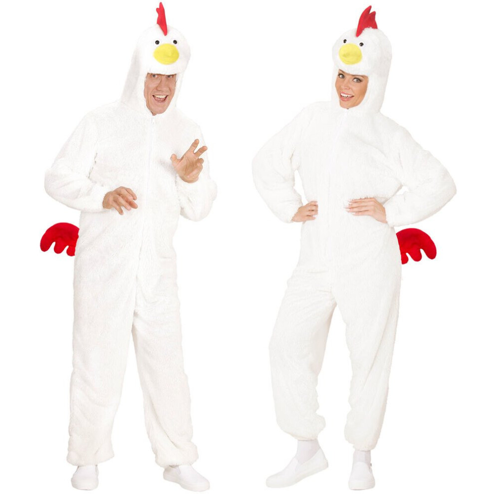 Medium White Adults Chicken Costume - Mens Plush Animal Easter Fancy ...