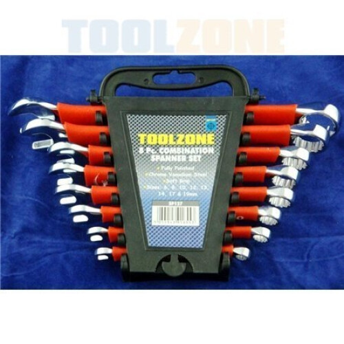 Toolzone 8 Piece Chrome Vanadium Metric Softgrip Combination Spanner ...