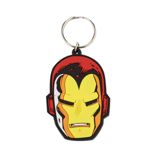 Iron Man (face) - Marvel Rubber Keychain Face Head Keyring - marvel ...