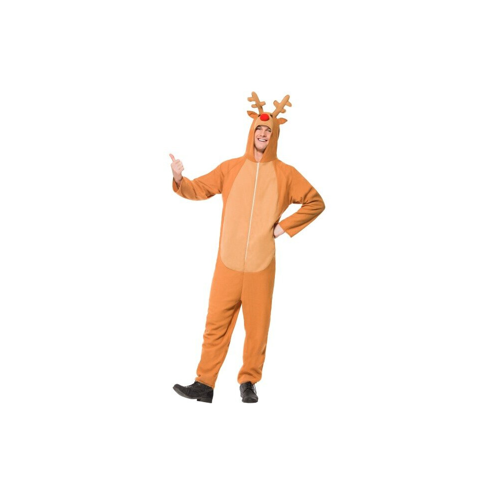 Adult's Reindeer Costume - Christmas Fancy Dress Mens Outfit Adult ...