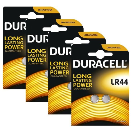 8 x Duracell LR44 1.5V Alkaline Button cell Batteries LR44 A76 AG13 357 ...
