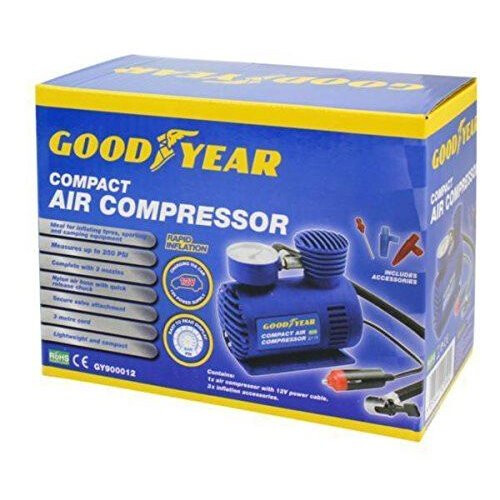 Goodyear Car Tyre Air Compressor Pump Bike Cycle Compact 3m Cord 12V ...