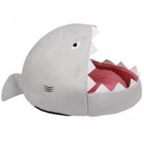 Sheila The Shark Igloo Bed - Cat Bed Kitten Hideaway Shark Theme Cosy ...