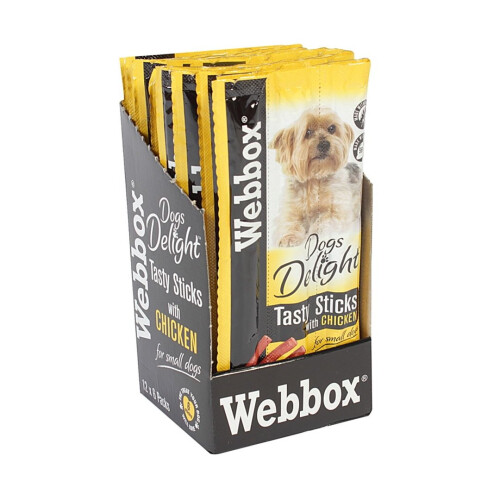 Webbox Chewy Dogs Delight Tasty Dog Sticks Chicken 6's (Pack of 12) on ...