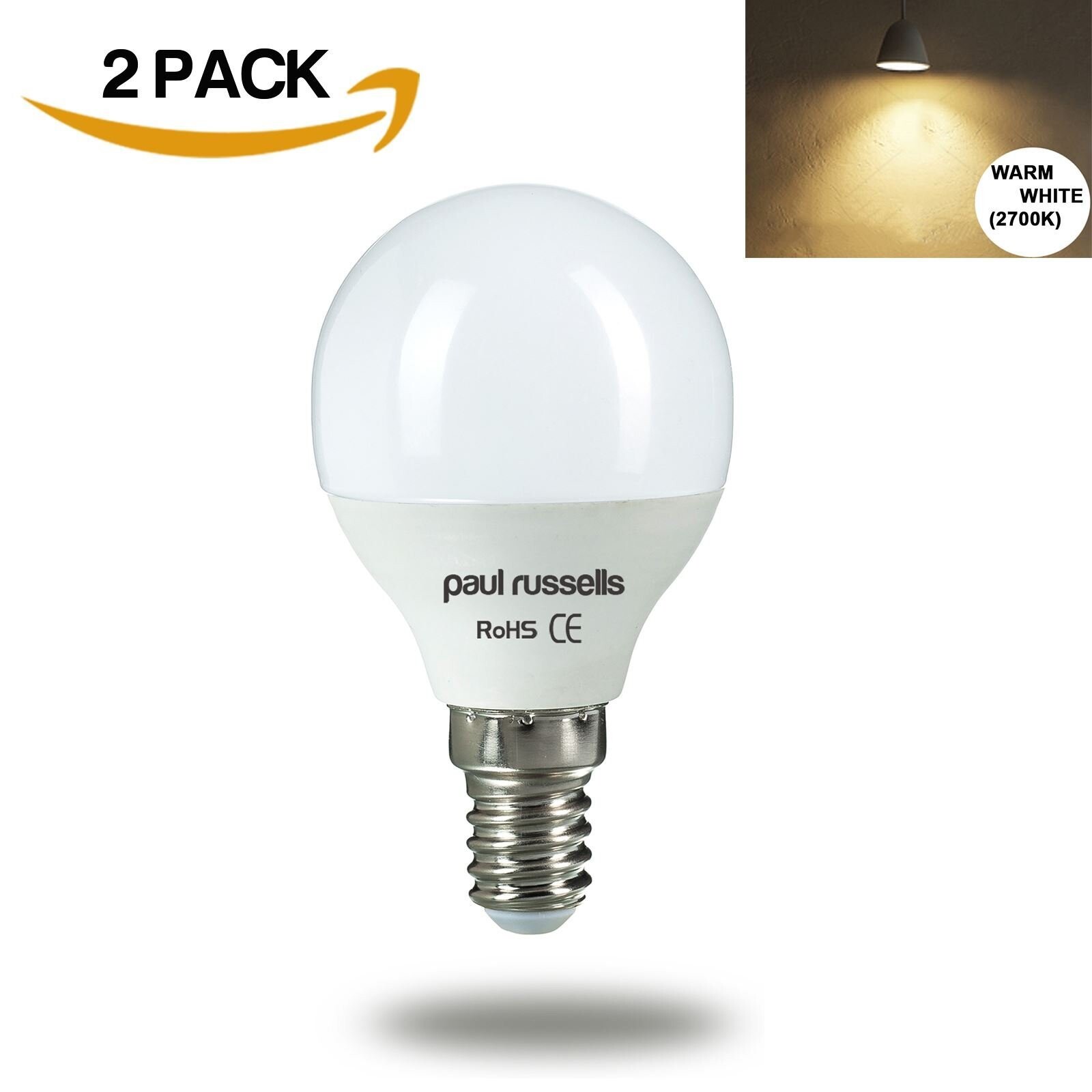 2 Pack 7W GOLF BALL LED Light Bulbs SES E14 Small Edison Screw on OnBuy