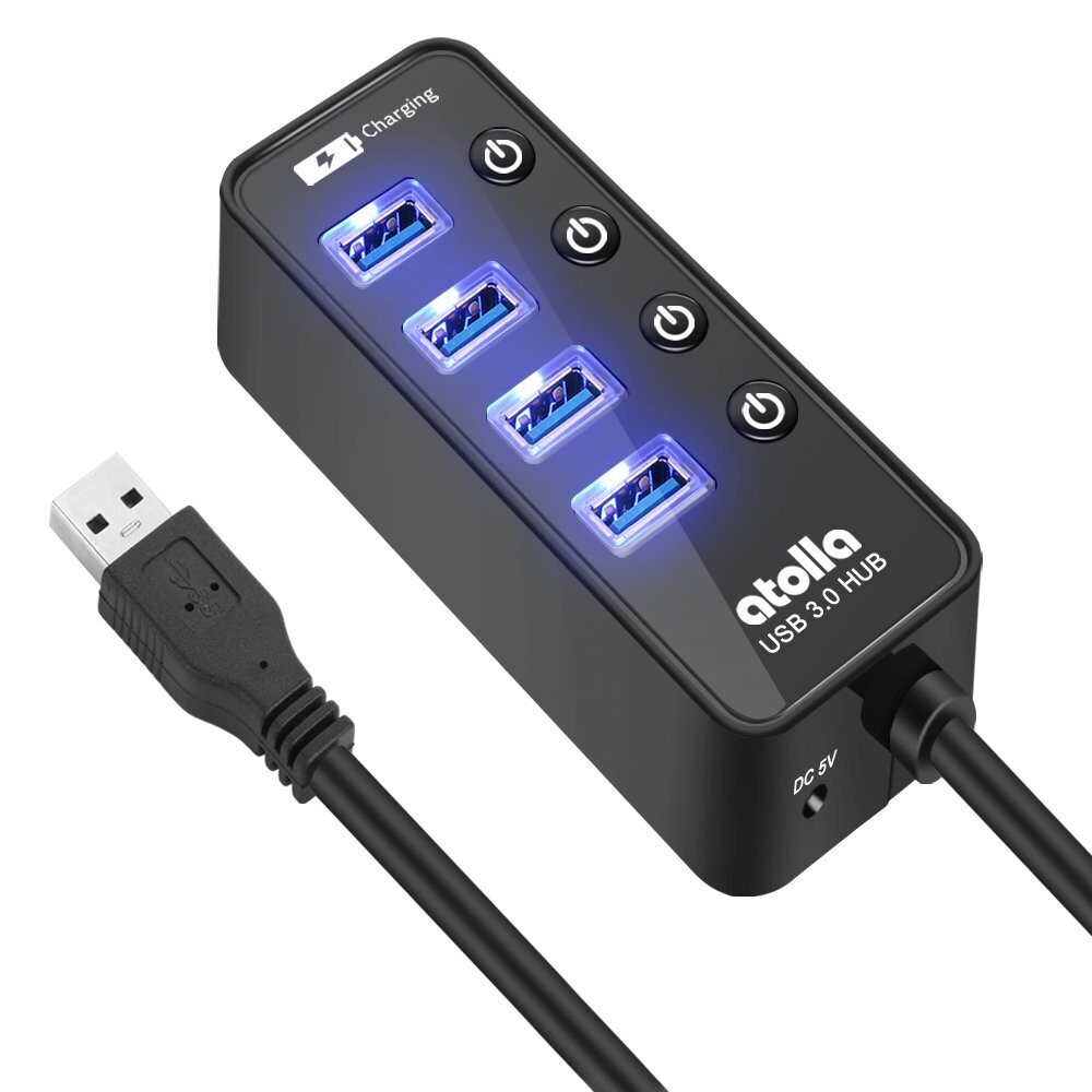 Atolla USB 3.0 Hub 4 Ports Extension Super Speed Data Transfer with On Off Switch and 1 USB ...