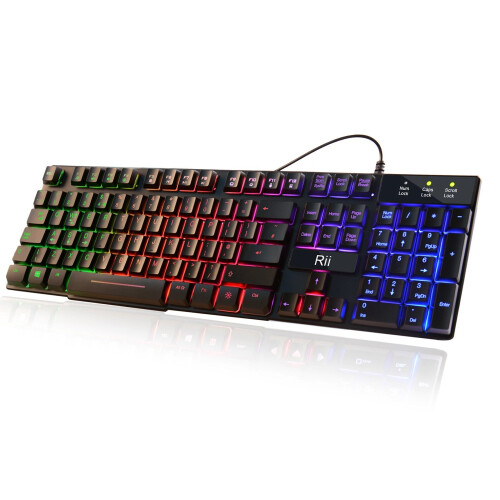 Rii RK100+ 7 Color Rainbow LED Backlit Mechanical Feeling USB Wired ...