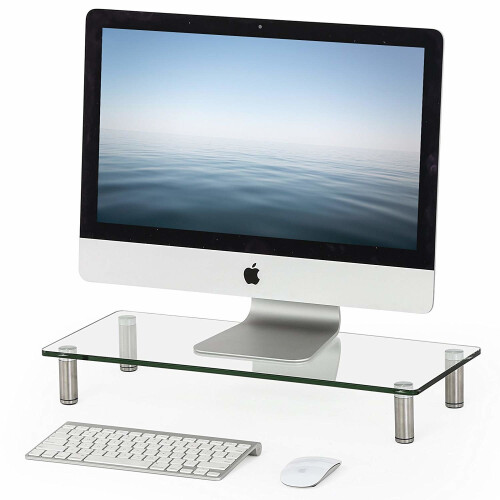 FITUEYES Glass Monitor Stand Riser for Computer TV Printer Stand Height ...