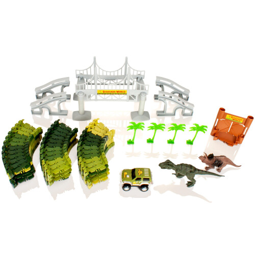 Create-A-Track Dino World Track Set | Circuito flexible de dinosaurios ...