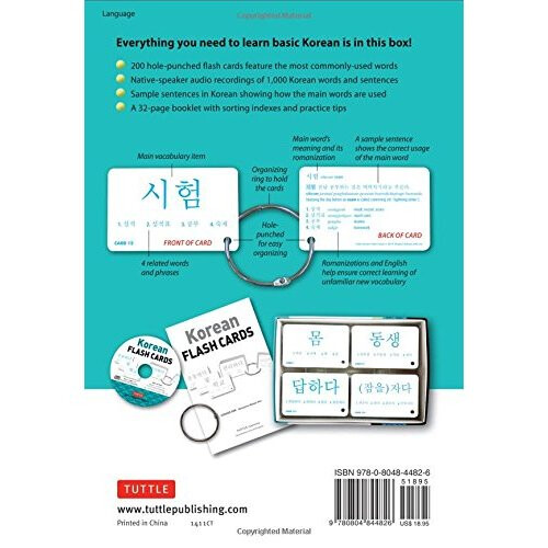 Korean Flash Cards Kit: Learn 1,000 Basic Korean Words and Phrases ...